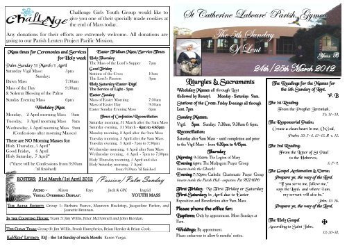 St Catherine LabourÃ© Parish, Gymea. The 5th ... - Stcaths.org.au