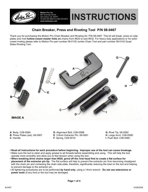 the Motion Pro Chain Breaker Tool Instructions - Happy-Trail.com