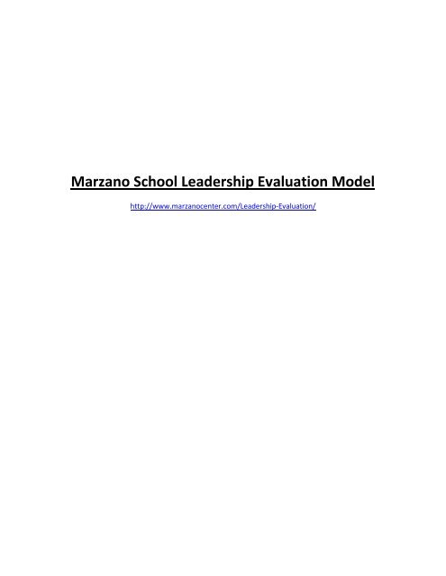 Marzano School Leadership Evaluation Model