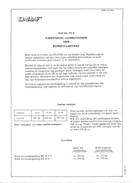 DAF DA 475 M SCHEEPSDlESEL ... - DAF motoren