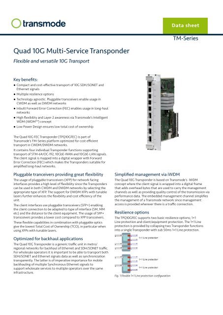 Quad 10G Multi-Service Transponder - CB Networks
