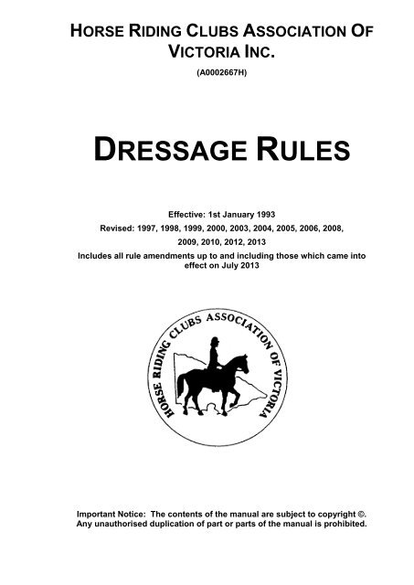 Dressage rules - Horse Riding Club Association of Victoria