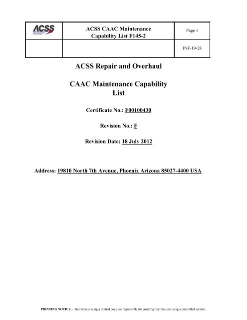 CAAC Capabilities - ACSS