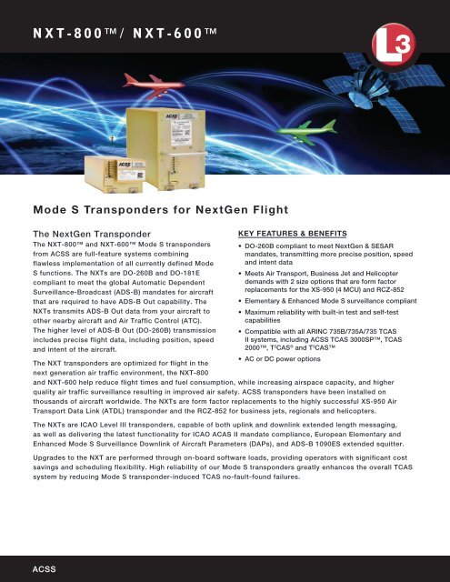 NXT-800 ™ / NXT-600 ™ - ACSS