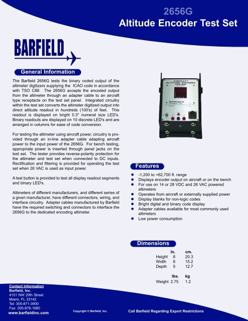 2656G Altitude Encoder Test Set - AvionTEq