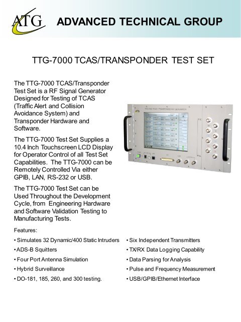 Data Sheet for the TTG-7000 - Advanced Technical Group