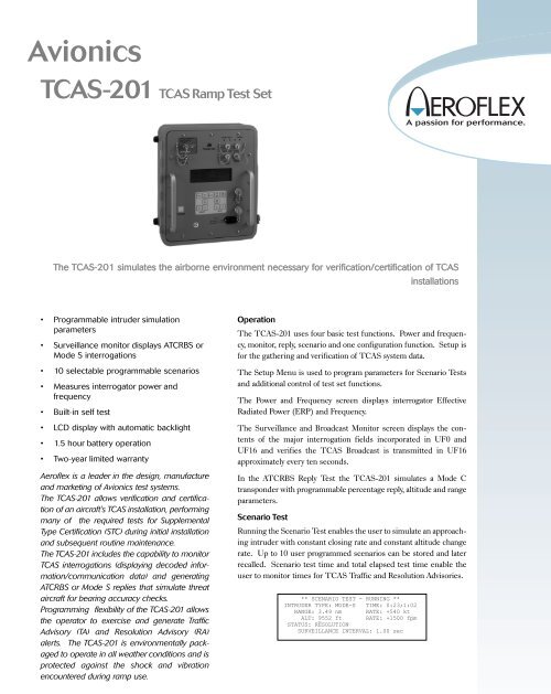view TCAS 201 specification sheet - AvionTEq