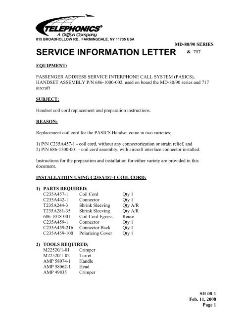 Service Letter 08-1
