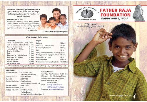 What you can do for them - Raja Foundation