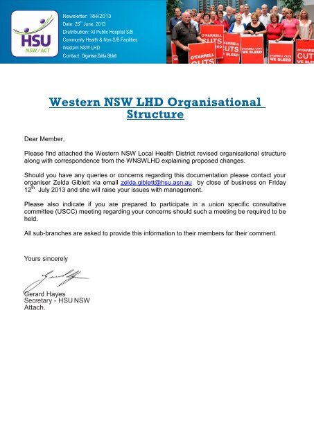 Western NSW LHD Organisational Structure - Health Services Union