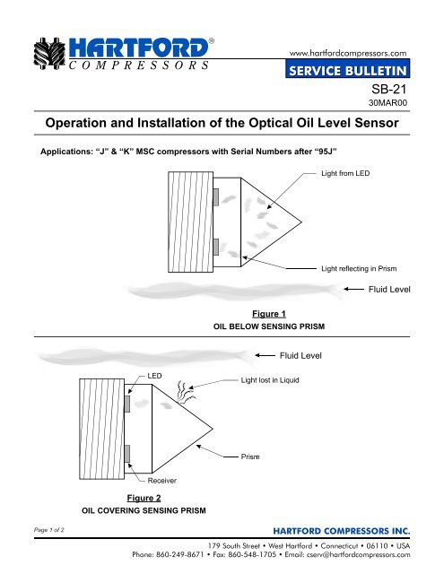 Operation and Installation of the Optical Oil Level Sensor SB-21
