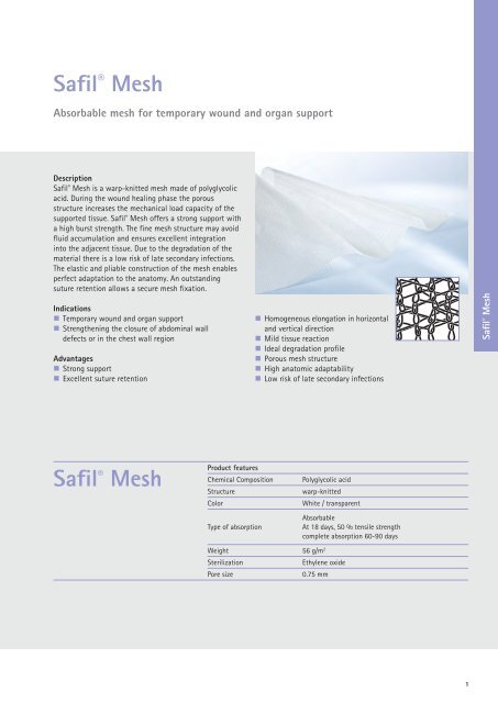 Safil ® Mesh Absorbable