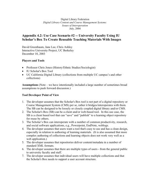 Appendix 4.2: Use Case Scenario #2 - Digital Library Federation