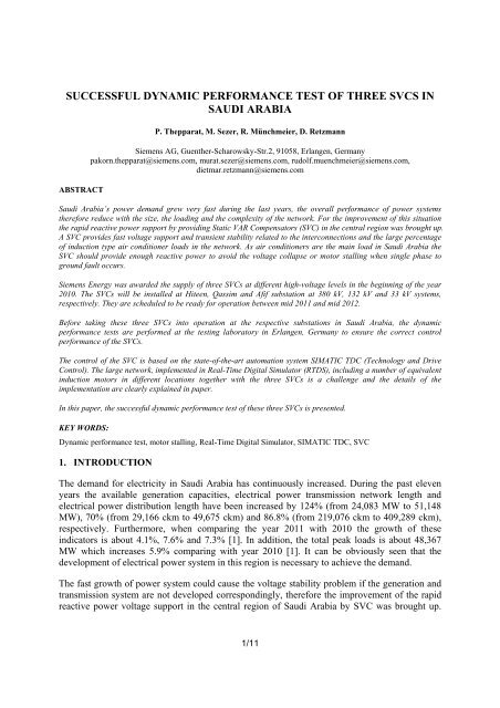 successful dynamic performance test of three svcs in ... - Siemens