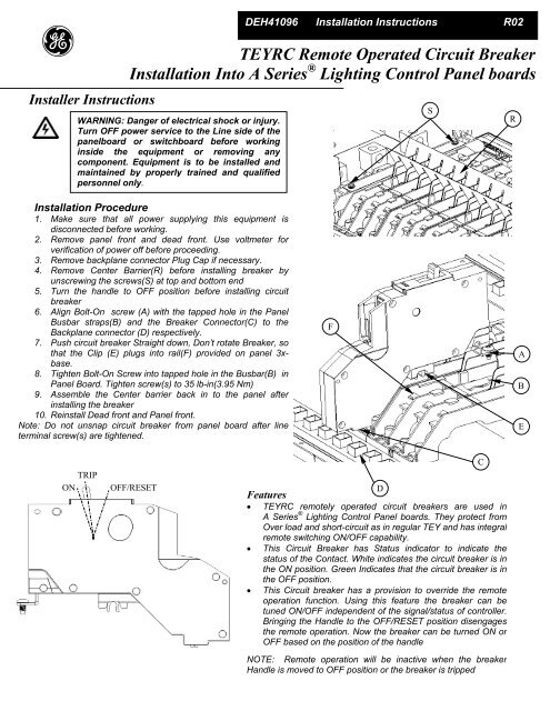 TEYRC Remote Operated Circuit Breaker Installation Into A Series ...