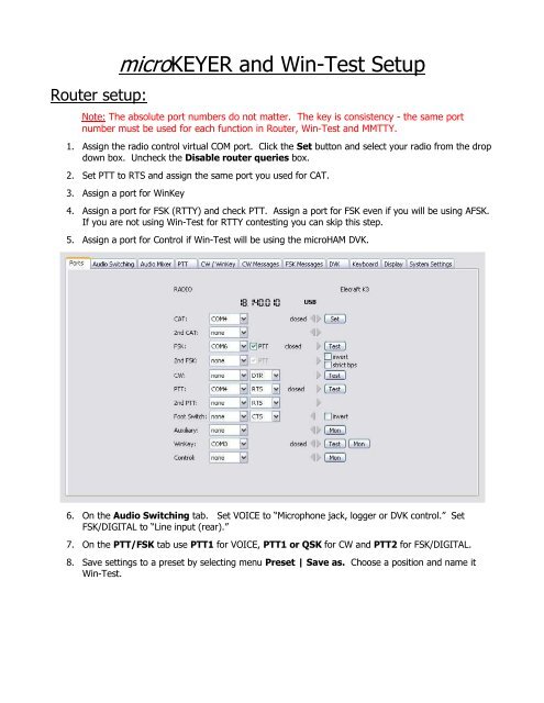 micro KEYER and Win-Test Setup - microHAM