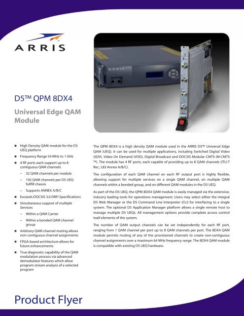 ARRIS D5Â® QPM 8DX4 Universal Edge QAM Module Product Flyer