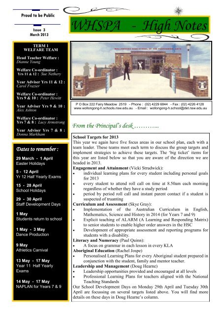 WHSPA - High Notes - Wollongong High School of the Performing Arts