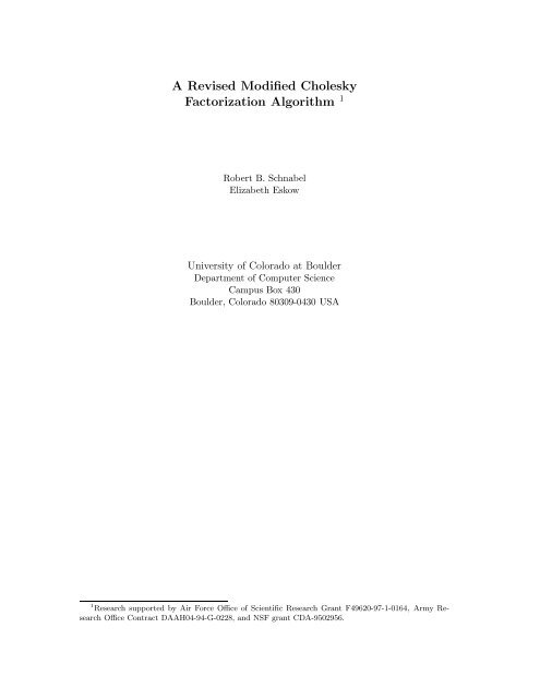 A Revised Modified Cholesky Factorization Algorithm 1