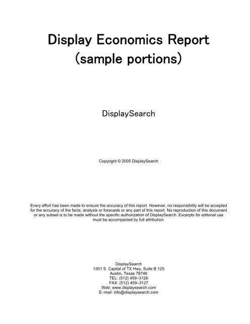 Display Economics Report (sample) - DisplaySearch