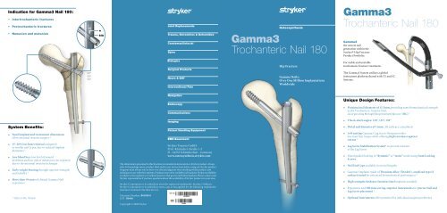 Gamma3 Trochanteric Nail 180 Flyer - Stryker