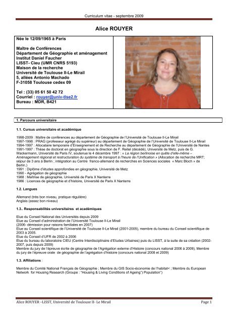 Alice ROUYER - Lisst - UniversitÃ© Toulouse II-Le Mirail