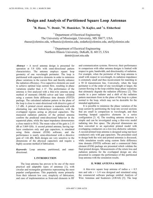 Design and Analysis of Partitioned Square Loop Antennas
