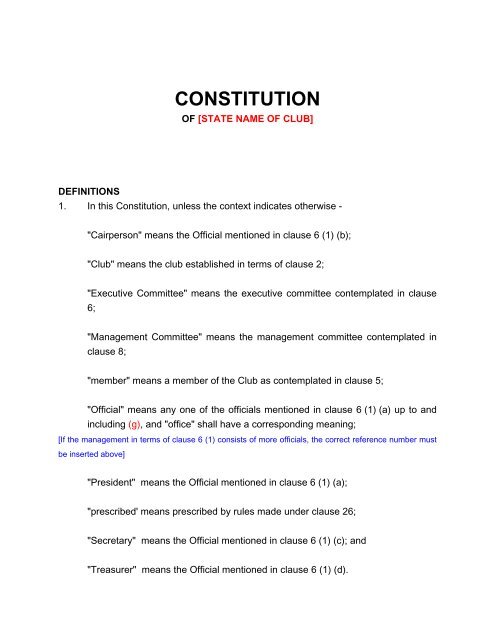 Club Constitution