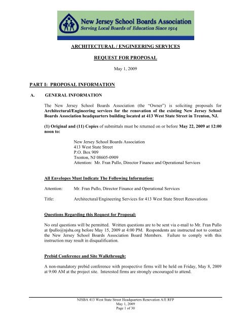 architectural / engineering services request for proposal