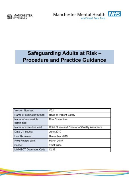 Safeguarding Adults at Risk â Procedure and Practice Guidance