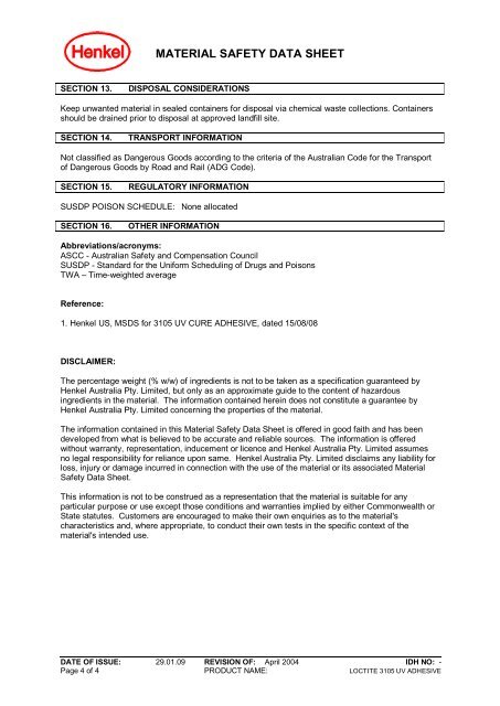 MATERIAL SAFETY DATA SHEE