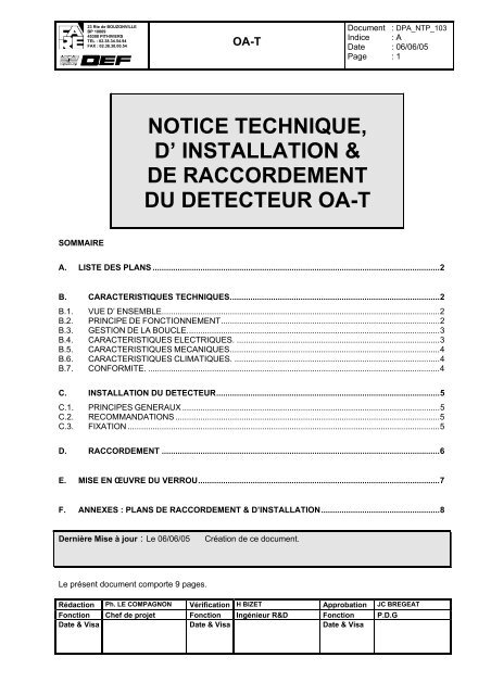Notice technique produit - DEF