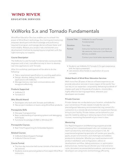 VxWorks 5.x and Tornado Fundamentals - Wind River