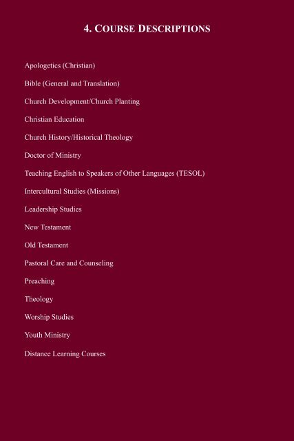 Course Descriptions - Lincoln Christian University