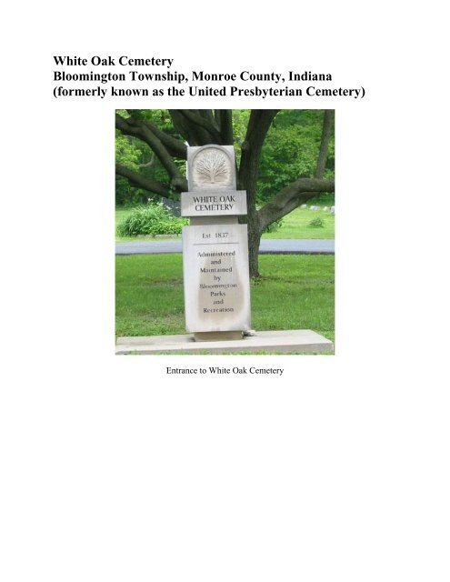 White Oak Cemetery - Monroe County History Center