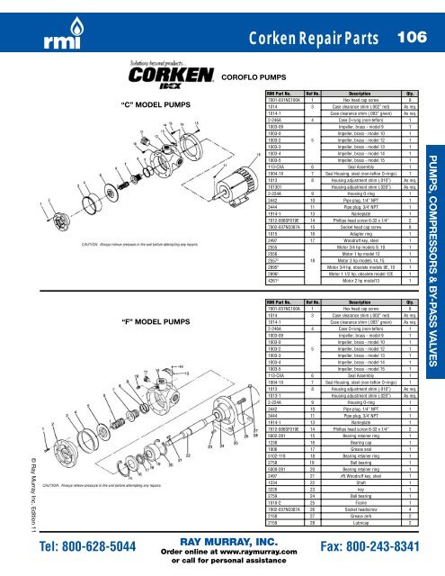 Corken Repair Parts - Ray Murray Inc.