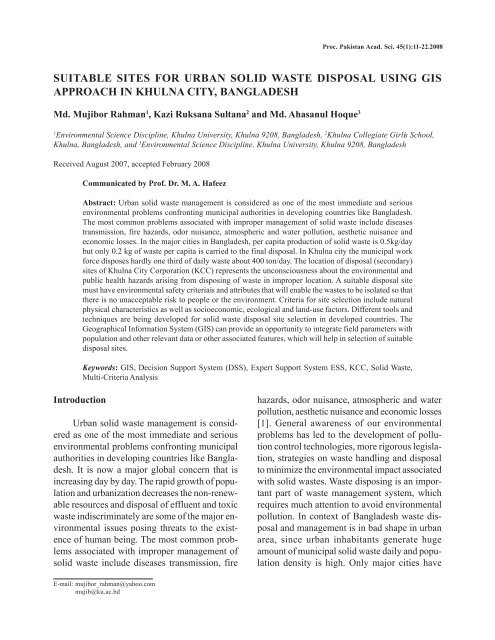 suitable sites for urban solid waste disposal using gis approach in ...