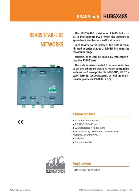 RS485 STAR-LIKE NETWORKS - Etic Telecom