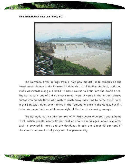 The Narmada Valley Project - Envis