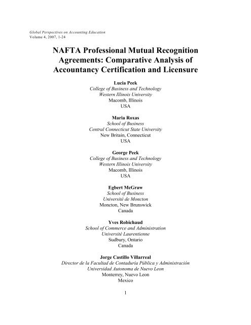 NAFTA Professional Mutual Recognition Agreements ... - Bryant