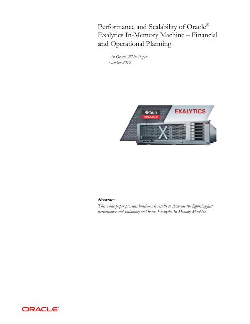 Performance And Scalability Of Oracle Exalytics In Memory Machine