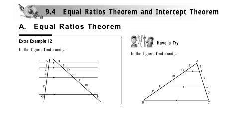 9.4 Equal Ratios Theorem and Intercept Theorem
