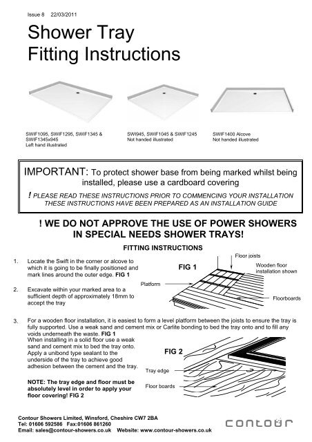 Shower Tray Fitting Instructions - Contour Showers