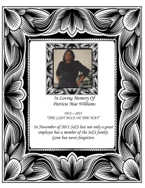 In Loving Memory Of Patricia Mae Williams - S&S Electronics