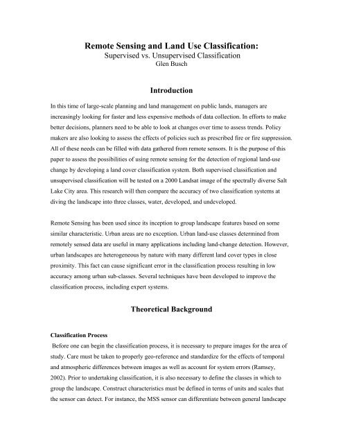 Supervised vs. Unsupervised Classification. - Remote Sensing and ... Supervised vs. Unsupervised Classification. - Remote Sensing and ...