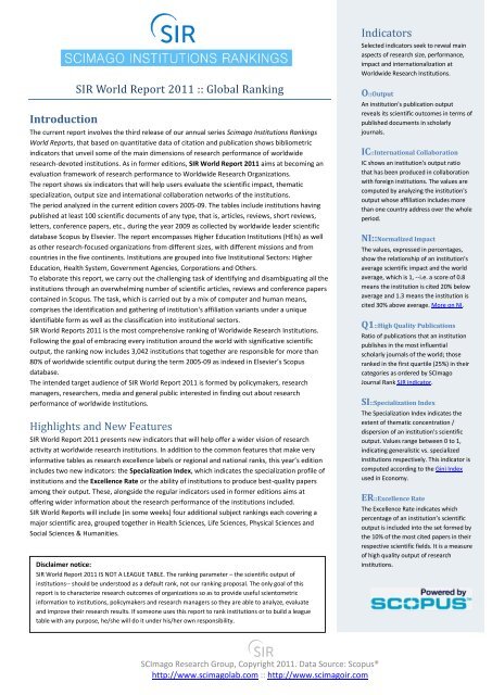 SIR World Report 2011 - International Observatory on Academic ...