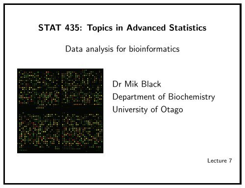 STAT 435: Topics in Advanced Statistics Data analysis for ...