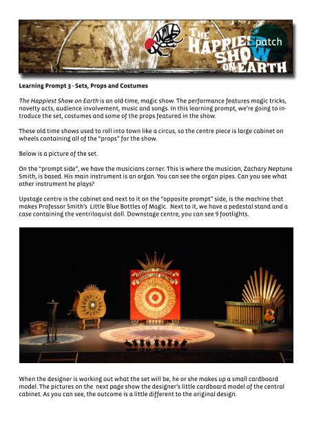 Learning Prompt 3 - Sets, Props and Costumes The ... - Patch Theatre