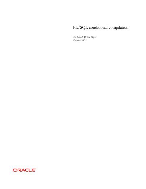 Plsql Conditional Compilation Oracle