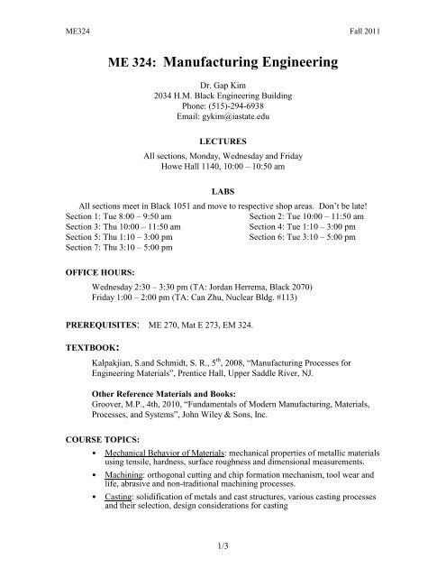 Syllabus - Mechanical Engineering
